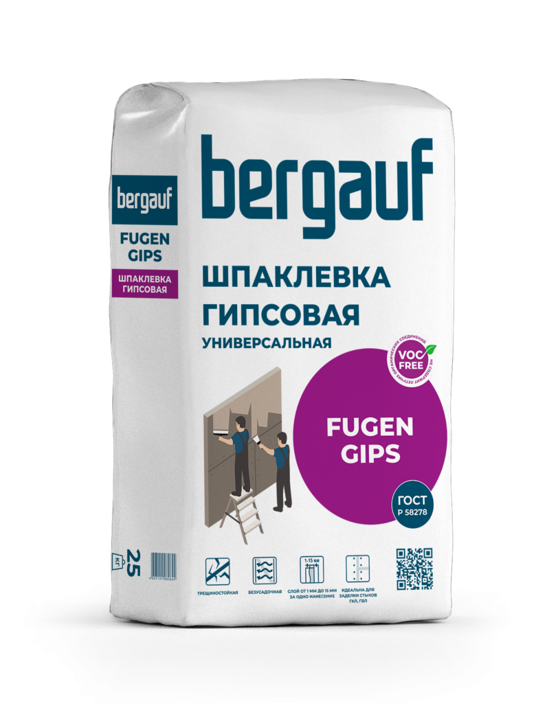 Купить Bergauf Fugen Gips 25 кг Универсальная шпаклевка на гипсовой